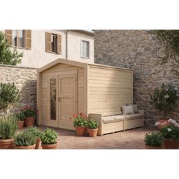 Gartenhaus Weka "Killarney", naturbelassen, ohne Fu&szlig;boden, ohne Dacheindeckung, Massivholz, Gartenh&auml;user, Gartenhaus, Doppelt&uuml;r, 1 1/2 Seite mit Fenster, inkl. Sitztruhe