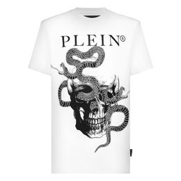 T-Shirt Philipp Plein "Snake Mit Schmucksteinen", Jungen, Gr. 4XL, 01, wei&szlig;, Obermaterial: 100% Baumwolle, 100% Glasfaser, Shirts T-Shirt