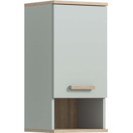 H&auml;ngeschrank Welltime "MINTTU, H&ouml;he 68 cm, 1 T&uuml;r, 1 Einlegeboden, 1 offenes Fach", hellgr&uuml;n, eiche hell nachbildung, B:34cm H:68cm T:28cm, FSC-zertifizierter Holzwerkstoff, Schr&auml;nke, H&auml;ngeschrank, Badm&ouml;bel, Badschrank, Schrank, Bad, Wandschrank