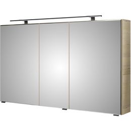Spiegelschrank SAPHIR "3 Dreht&uuml;ren einfach verspiegelt und 6 Glaseinlegeb&ouml;den", polar pinie, B:120cm H:70,3cm T:14,9cm, Holzwerkstoff, Schr&auml;nke, Spiegelschrank