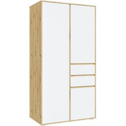 Kleiderschrank Home Affaire "NULA, Schlafzimmerschrank, Garderobe, Schrank", artisan eiche nachbildung, wei&szlig;, B:100cm H:194cm T:56cm, FSC-zertifizierter Holzwerkstoff, Schr&auml;nke, Kleiderschrank, 3 T&uuml;ren, 2 Schubk&auml;sten, 1 E-Boden, 5 K-B&ouml;den, 1 Kleiderstange