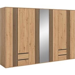 Schrank-Set Home Affaire "ALVA, Breite 240 cm, Paneeloptik, Schlafzimmerschrank, Kleiderschrank", artisan eiche nachbildung, anthrazit, B:280cm H:192cm T:56cm, Kastenm&ouml;bel-Sets, Kleiderschrank Kombination best. aus: 3 Schr&auml;nken (2x 80cm & 1x 160cm)