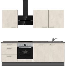 K&uuml;chenzeile Nobilia "Riva II", NEU: individuell anpassbar mit gratis Profi-Beratung", wei&szlig; (k&uuml;che: wei&szlig;, korpus: schiefergrau, arbeitsplatte: beton schiefergrau nachbildung), B:240,3cm H:216,6cm T:60cm, Komplettk&uuml;chen-Sets, K&uuml;chenzeile, vormontiert, Breite 240 cm, Ausrichtung w&auml;hlbar, wahlw. mit E-Ger&auml;ten