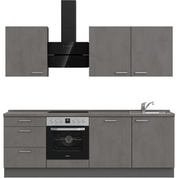 K&uuml;chenzeile Nobilia "Riva II", NEU: individuell anpassbar mit gratis Profi-Beratung", grau (k&uuml;che: grau, korpus: schiefergrau, arbeitsplatte: beton schiefergrau nachbildung), B:240,3cm H:216,6cm T:60cm, Komplettk&uuml;chen-Sets, K&uuml;chenzeile, vormontiert, Breite 240 cm, Ausrichtung w&auml;hlbar, wahlw. mit E-Ger&auml;ten
