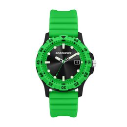Quarzuhr Skechers "Glen Oaks", neongr&uuml;n, schwarz, Armbanduhren, Herren, Quarzuhr, Armbanduhr, Herrenuhr, Silikonarmband, analog, Tag