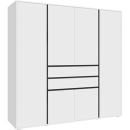Kleiderschrank Home Affaire "NULA, Schlafzimmerschrank, Garderobe, Schrank", wei&szlig;, B:197cm H:194cm T:56cm, FSC-zertifizierter Holzwerkstoff, Schr&auml;nke, Kleiderschrank, 6 T&uuml;ren, 2 Schubk&auml;sten, 1 E-Boden, 6 K-B&ouml;den, 1 Kleiderstange