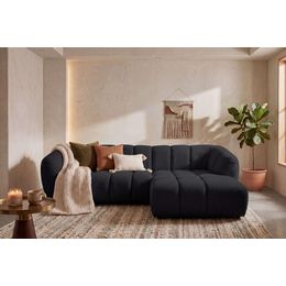 Ecksofa OTTO HOME "Gerron, Struktur-Chenille-Stoff mit M&eacute;lange-Effekt", anthrazit, B:271cm H:76cm T:180cm, 95%Polyester 5%Polyamide, Sofas, Ecksofa, Breite 271 cm, L-Form, vertikale Steppung, organische Rundungen