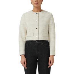 Boucl&egrave;jacke s.Oliver BLACK LABEL, Damen, Gr. 40, nature, Boucl&eacute;, Obermaterial: 66% Polyester, 30% Baumwolle, 2% Elasthan, 2% metallisierte Fasern, kariert, meliert, normal h&uuml;ftlang, Rundhals, Jacken, kurz, mit goldenen Kn&ouml;pfen