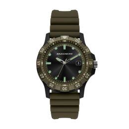 Quarzuhr Skechers "Glen Oaks", oliv, schwarz, Armbanduhren, Herren, Quarzuhr, Armbanduhr, Herrenuhr, Silikonarmband, analog, Tag