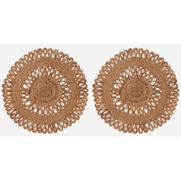 Platzset OTTO HOME "Aimka", beige (natur), B:35cm L:35cm, Obermaterial: 100% Jute, Platzsets, Handgefertigt, 35x35, rund