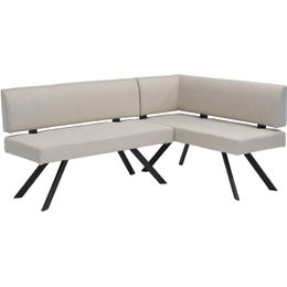 Eckbank ByLiving "TORONTO", taupe, schwarz, B:182cm H:85cm T:56cm, Stahl, Stoff, Sitzb&auml;nke, Eckbank, Webstoff, bis 160 kg, Taschenfederkern, 4-Fu&szlig;gestell, 3 Sitzpl&auml;tze