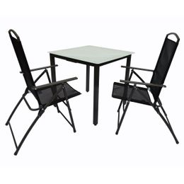 Garten-Essgruppe Vcm "3-tlg Sitzgruppe Gartenm&ouml;bel Tisch St&uuml;hle Set 80M", schwarz, B:80cm T:80cm, Obermaterial: 100% Metall MT., Sitzm&ouml;bel-Sets
