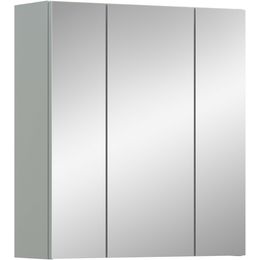 Spiegelschrank Welltime "MINTTU, Breite 60 cm, 3 Spiegelt&uuml;ren, 6 Einlegeb&ouml;den, 9 F&auml;cher", hellgr&uuml;n, eiche hell nachbildung, B:60cm H:68cm T:19cm, FSC-zertifizierter Holzwerkstoff, Schr&auml;nke, Spiegelschrank, Badm&ouml;bel, Spiegel, Badschrank, Bad