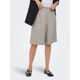 Bermudas Only "ONLLINDA HW MEL LONG SHORTS TLR NOOS", Damen, Gr. 42, N-Gr, fungi detail:w melange, Web, Obermaterial: 97% Polyester, 3% Elasthan, meliert, loose fit kniefrei, Hosen Bermudas, Materialmix, loose fit, High Waist