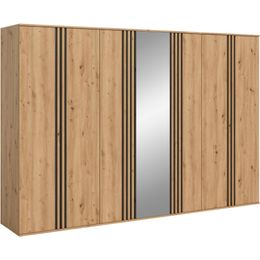 Schrank-Set Home Affaire "ALVA, Breite 240 cm, Paneeloptik, Schlafzimmerschrank, Kleiderschrank", artisan eiche nachbildung, anthrazit, B:280cm H:192cm T:56cm, Kastenm&ouml;bel-Sets, Kleiderschrank Kombination best. aus: 3 Schr&auml;nken (2x 80cm & 1x 160cm)