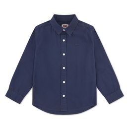 Langarmhemd LEVI'S KIDS "BATTERY HOUSEMARK SHIRT", Kinder, Gr. 4 (104), N-Gr, blau (naval academ), Web, Obermaterial: 100% Baumwolle, 1-Knopf-Manschette, Hemden, mit Kentkragen