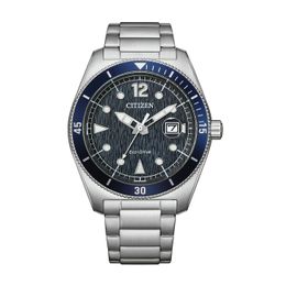 Solaruhr Citizen "Eco-Drive Day Date", silberfarben, blau, Armbanduhren, Herren, Armbanduhr, Herrenuhr, Edelstahlarmband, analog, Big Date