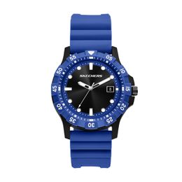 Quarzuhr Skechers "Glen Oaks", blau, schwarz, Armbanduhren, Herren, Quarzuhr, Armbanduhr, Herrenuhr, Silikonarmband, analog, Tag