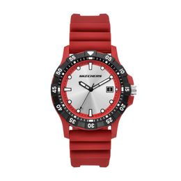 Quarzuhr Skechers "Glen Oaks", rot, schwarz, Armbanduhren, Herren, Quarzuhr, Armbanduhr, Herrenuhr, Silikonarmband, analog, Tag
