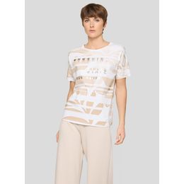 T-Shirt Rabe, Damen, Gr. 42, sisal, Jersey, Obermaterial: 95% Baumwolle, 5% Elasthan, bedruckt, regular fit normal, Rundhals, Shirts T-Shirt, mit All-Over Print