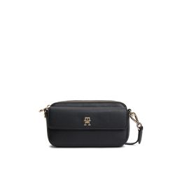 Umh&auml;ngetasche Tommy Hilfiger "TH ICON CAMERA BAG", Damen, Gr. B/H/T: 22cm x 12cm x 7cm, schwarz, Lederimitat, Taschen Umh&auml;ngetasche, Damen Clutch, Schultertasche mit goldfarbenem TH-Logo