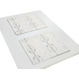 Platzset Adam "Wave", beige (natur, hellgrau, beige), B:40cm L:30cm, Obermaterial: 73% Leinen, 27% Baumwolle, Platzsets, aus Bio-Baumwolle,Made in Germany