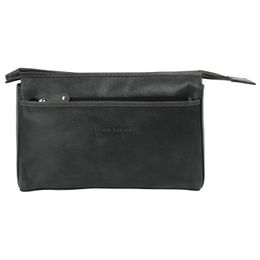 Kulturbeutel Bruno Banani, Gr. B/H/T: 29cm x 19cm x 9cm onesize, schwarz, Leder, leicht gl&auml;nzend, unifarben, Taschen Kulturbeutel, echt Leder