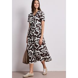 Maxikleid Street One, Damen, Gr. 34, EURO-Gr&ouml;&szlig;en, espresso braun, Stoff, 100% Viskose, gemustert, normal kn&ouml;chelfrei, V-Ausschnitt, B&uuml;ndchen, Kleider Maxikleid, aus Viskose