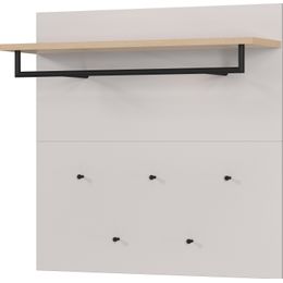 Garderobenpaneel Germania "Cormano", kaschmir, lindberg, eiche, nachbildung, B:96cm H:95cm T:30cm, Holzwerkstoff, Metall, Garderobenpaneele, Garderobenpaneel, Paneel mit Kleiderstange und 5 Kleiderhaken