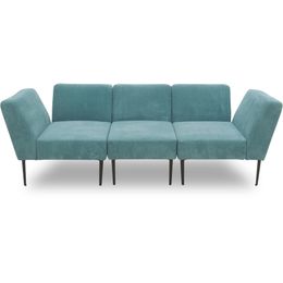 Sessel DOMO collection "700010 Lieferzeit nur 2 Wochen, auch einzeln stellbar", blau (t&uuml;rkis), B:58cm H:78cm T:83cm, 100% Polyester, Sessel, Sessel, Cord-Bezug, Fu&szlig;h&ouml;he passend f&uuml;r g&auml;ngige Saugroboter