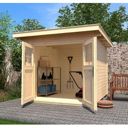 Gartenhaus Weka "179 Gr.2", beige (naturbelassen), Fu&szlig;boden im Gartenhaus, ohne Dacheindeckung, Massivholz, Gartenh&auml;user, Gartenhaus
