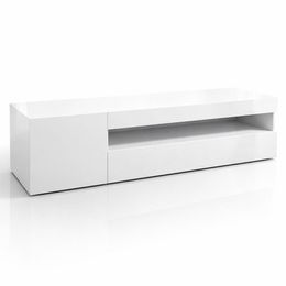 Lowboard OTTO HOME "LORENZO 1, TV-Board, TV-Kommode, TV-Schrank, TV-Unterschrank, TV-M&ouml;bel", wei&szlig; hg, B:157cm H:45cm T:40cm, Spanplatte, Sideboards, Lowboard, Modernes lackiertes Hochglanz TV-Board, grifflos, Breite 155 cm