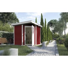Gartenhaus Weka "229 Gr.1", rot (schwedenrot, naturbelassen), Fu&szlig;boden im Gartenhaus, ohne Dacheindeckung, Massivholz, Gartenh&auml;user, Gartenhaus