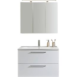 Badm&ouml;bel-Set NOLTE SPA "Lux Nolte Waschtisch-Set", wei&szlig;, B:90cm H:180cm T:46cm, MDF, Kastenm&ouml;bel-Sets, Badm&ouml;bel-Set, Waschtisch 2 Ausz&uuml;ge inkl Keramikbecken & Spiegelschrank (360Effekt)