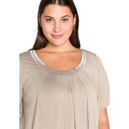 sheego Gro&szlig;e Gr&ouml;&szlig;en Shirt mit Kellerfalte vorn, beige, Gr&ouml;&szlig;e 48/50 - Damen
