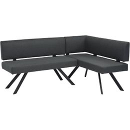 Eckbank ByLiving "TORONTO", dunkelgrau, schwarz, B:182cm H:85cm T:56cm, Stahl, Stoff, Sitzb&auml;nke, Eckbank, Webstoff, bis 160 kg, Taschenfederkern, 4-Fu&szlig;gestell, 3 Sitzpl&auml;tze