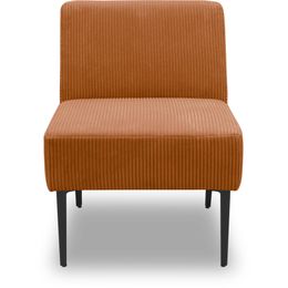 Sessel DOMO collection "700010 Lieferzeit nur 2 Wochen, auch einzeln stellbar", orange (terrakotta), B:58cm H:78cm T:83cm, 100% Polyester, Sessel, Sessel, Cord-Bezug, Fu&szlig;h&ouml;he passend f&uuml;r g&auml;ngige Saugroboter