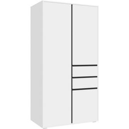 Kleiderschrank Home Affaire "NULA, Schlafzimmerschrank, Garderobe, Schrank", wei&szlig;, B:100cm H:194cm T:56cm, FSC-zertifizierter Holzwerkstoff, Schr&auml;nke, Kleiderschrank, 3 T&uuml;ren, 2 Schubk&auml;sten, 1 E-Boden, 5 K-B&ouml;den, 1 Kleiderstange