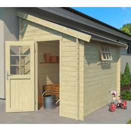 Gartenhaus Lasita Maja "Jura 2", beige (naturbelassen), ohne Fu&szlig;boden, ohne Dacheindeckung, Massivholz, Gartenh&auml;user, Gartenhaus, Blockbohlenhaus 28mm