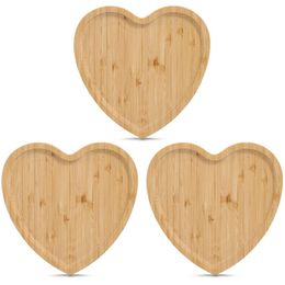 Servierbrett zeller PRESENT "Serviertablett "Herz", Bambus, 100% FSC, 3-tlg.", hellbraun, B:21cm H:1,5cm L:20,5cm, Bambus, Schneidebretter, Dekotablett, nat&uuml;rliches Material