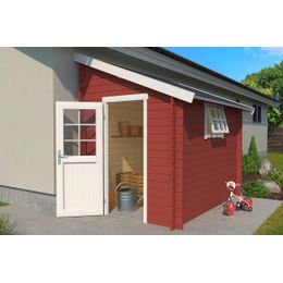 Gartenhaus Lasita Maja "Jura 2", rot (schwedenrot), ohne Fu&szlig;boden, ohne Dacheindeckung, Massivholz, Gartenh&auml;user, Gartenhaus, Blockbohlenhaus 28mm