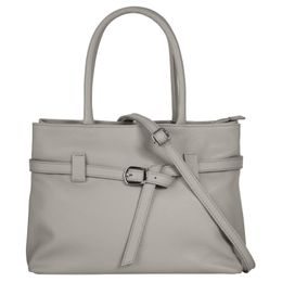 Henkeltasche CLUTY, Damen, Gr. B/H/T: 33cm x 23cm x 15cm onesize, grau, Leder, leicht gl&auml;nzend, unifarben, Taschen, echt Leder, Made in Italy
