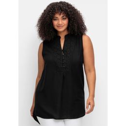 sheego by Joe Browns Damen Blusentop mit Spitzenbesatz, schwarz, Gr&ouml;&szlig;e 48