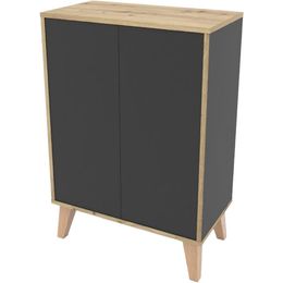 Hochschrank Welltime "Morena", basalt grau mit artisan eiche, B:60cm H:87cm T:32,5cm, ABS-Kunststoff, Holzwerkstoff, Schr&auml;nke, Hochschrank