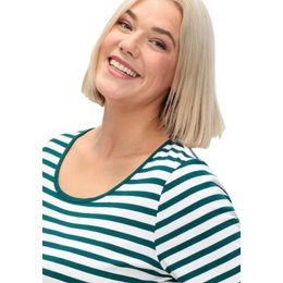 sheego Gro&szlig;e Gr&ouml;&szlig;en Streifenshirt mit Rundhalsausschnitt, petrol-wei&szlig;, Gr&ouml;&szlig;e 48/50 - Damen