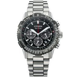 Chronograph Citizen "Promaster Sky", silberfarben, schwarz, Armbanduhren, Herren, Chronograph, Armbanduhr, Solar, Herrenuhr, Edelstahlarmband, analog