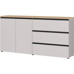 Sideboard Germania "Cormano", kaschmir, lindberg, eiche, nachbildung, B:180cm H:91cm T:41cm, Holzwerkstoff, Sideboards, Sideboard, Sideboard mit zwei T&uuml;ren und drei Schubk&auml;sten