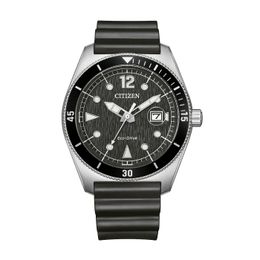 Solaruhr Citizen "Eco-Drive Day Date", schwarz, silberfarben, Armbanduhren, Herren, Armbanduhr, Herrenuhr, analog, Big Date, Batterie-Entladungsanzeige