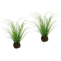 Kunstpflanze I.GE.A. "Gras im Reisig", gr&uuml;n, B:20cm H:30cm L:20cm, Kunststoff, Kunstpflanzen, Kunstpflanze, K&uuml;nstlicher Grasbusch, 2er Set