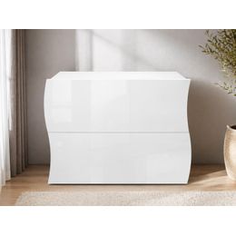 Schuhschrank OTTO HOME "Luxor 2, Schuhregal, Schuhkommode, H&ouml;he 81 cm", wei&szlig; hg, B:74cm H:81cm T:27cm, Holzwerkstoff, Schr&auml;nke, Schuhschrank, UV-lackiert, Hochglanz, grifflos, 2-t&uuml;rig